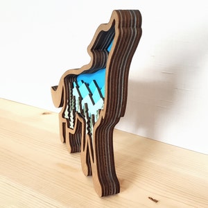 Layered Wolf Art 3D Wall Art Mountains and Trees Outdoor - Etsy