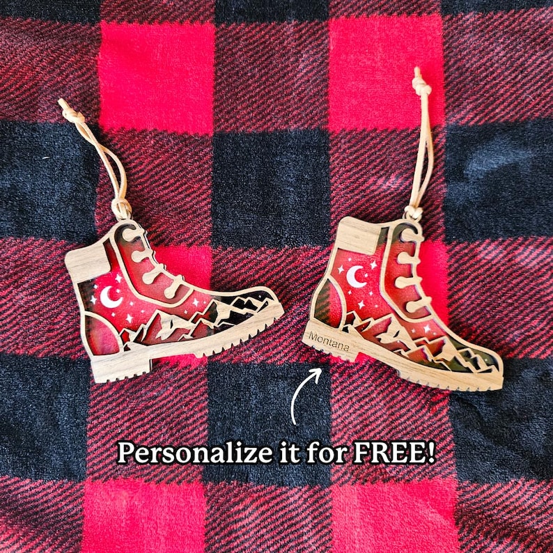 Personalized Hiking Boot Christmas Tree Ornament, Gift for Hikers ...