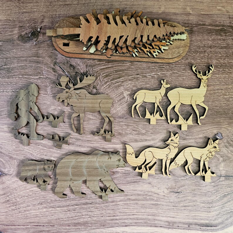 3D Layered Deer Pair Interchangeable Forest Scene Mantel Decoration ...