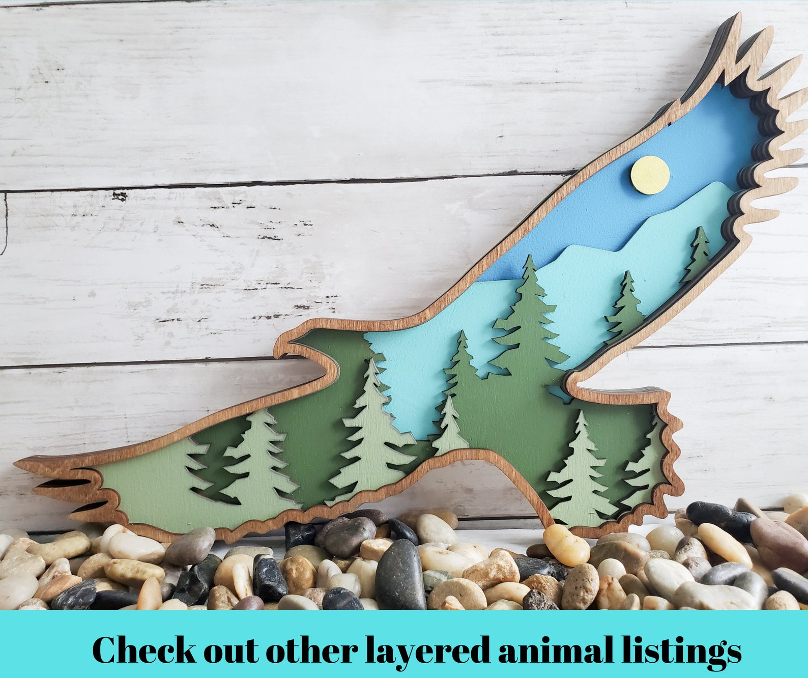 Layered Elk Art With Mountains and Trees Gift for Outdoor | Etsy