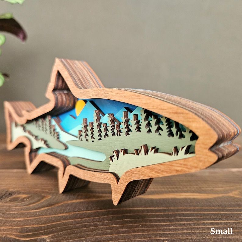 3D Layered Trout Fish Wall Art, Lake House Decor, Rustic Fishing Gift ...