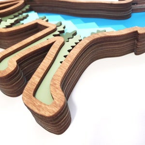 Layered Wolf Art, 3D Wall Art, Mountains and Trees, Outdoor Lover Gift ...