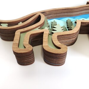 Layered Wolf Art, 3D Wall Art, Mountains and Trees, Outdoor Lover Gift ...