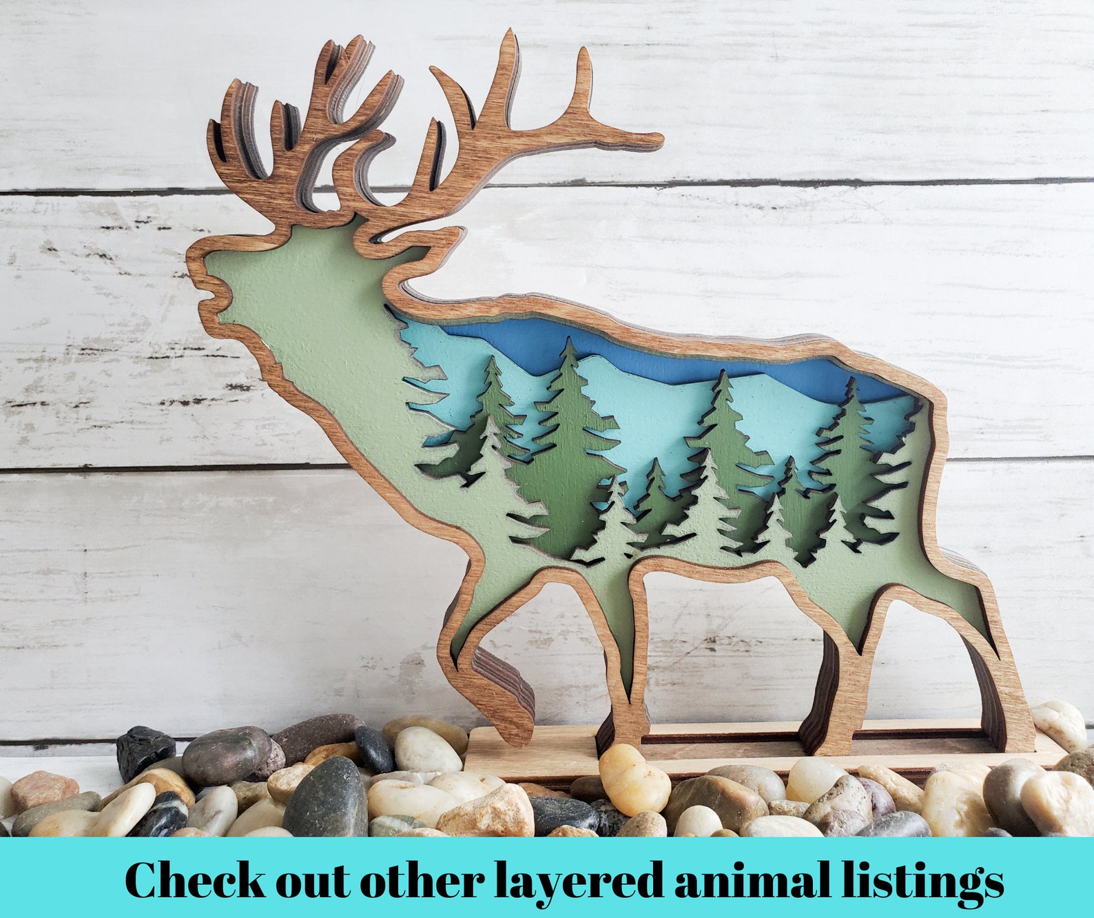 Layered Wolf Art 3D Wall Art Mountains and Trees Outdoor - Etsy