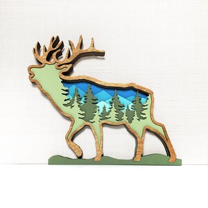 Layered Wolf Art, 3D Wall Art, Mountains and Trees, Outdoor Lover Gift ...