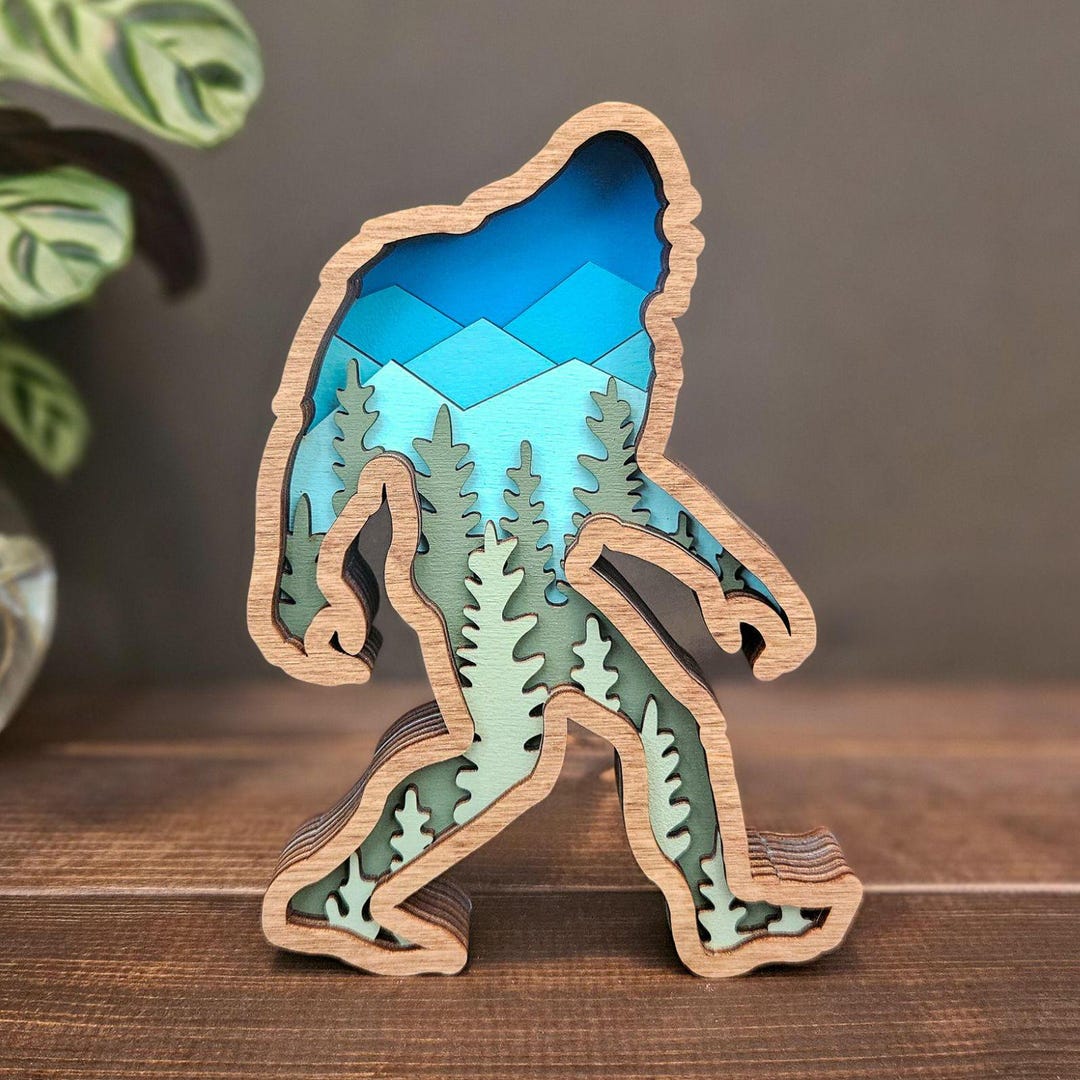 3D Layered Bigfoot Art - Wooden Sasquatch Decor - Bigfoot Silhouette ...