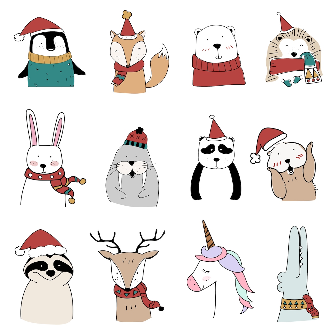 Christmas Animals SVG Bundle: Holiday Clipart (digital Download) - Etsy