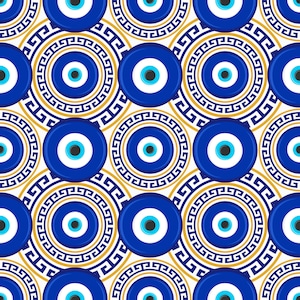 Hand Drawn Greek Evil Eye Seamless Pattern SVG Digital Illustration ...
