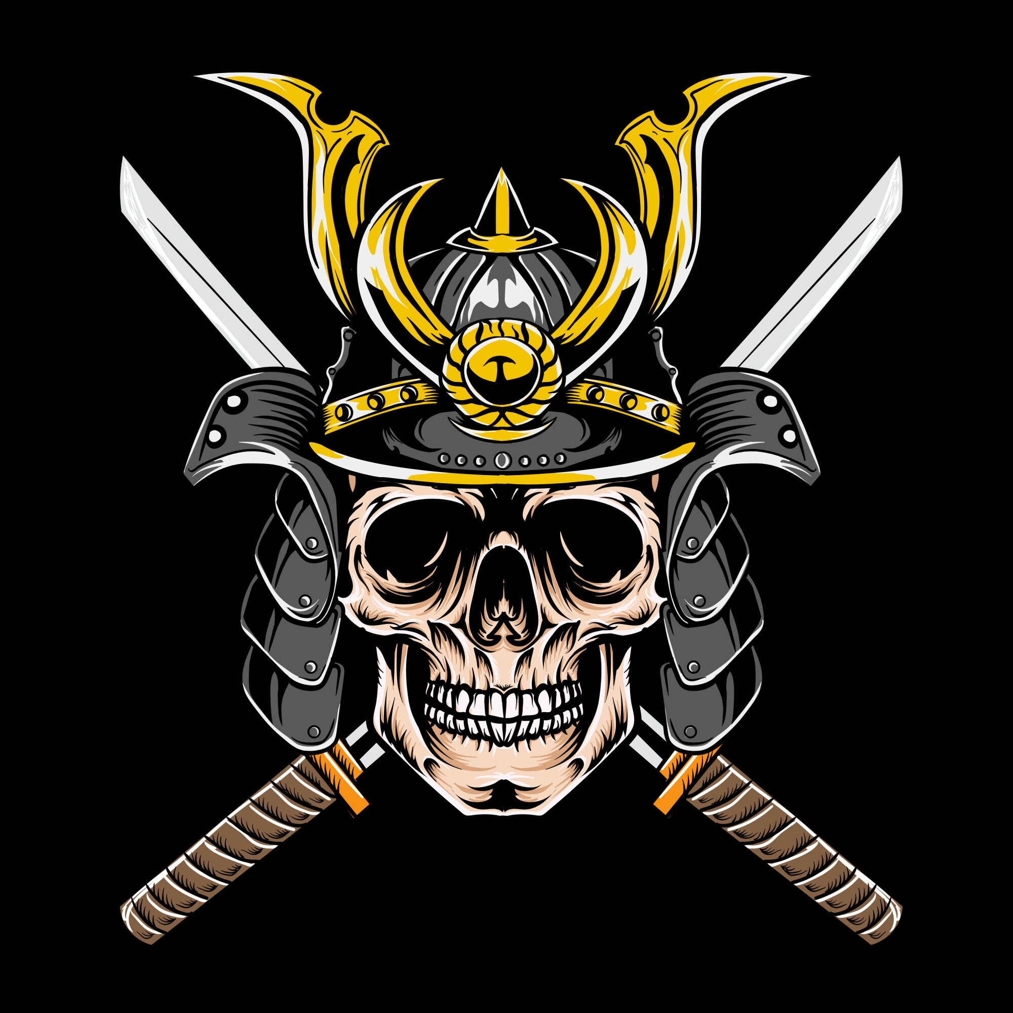 Samurai Skull Mask SVG Clipart: Japanese Skeleton Vector (digital ...