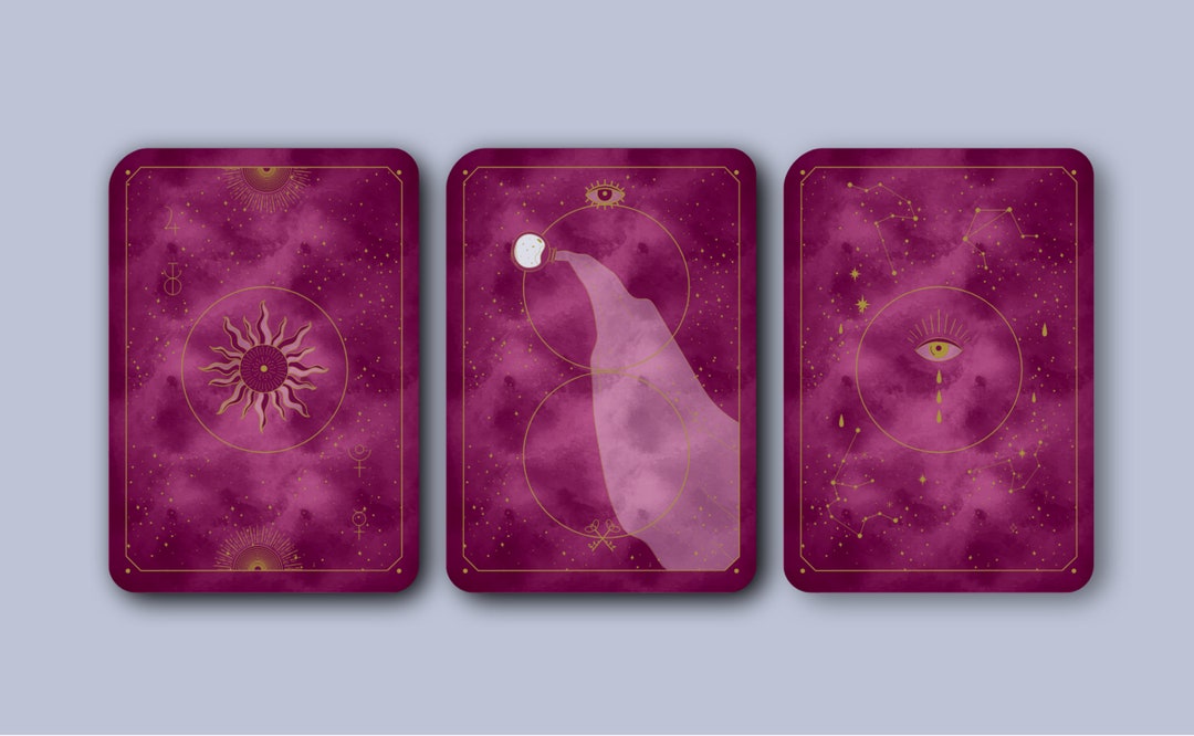 Hand Drawn Mystical Pink Tarot Cards SVG Bundle Magic Esoteric Card ...