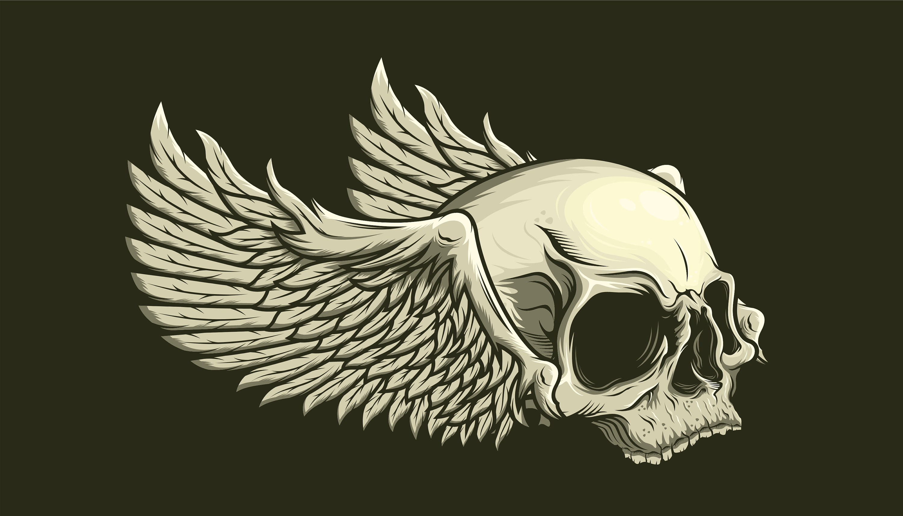 Hand Drawn Skull With Wings SVG Illustration Flying Skeleton - Etsy