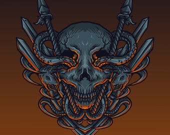 Snake Twisted Skull - Etsy