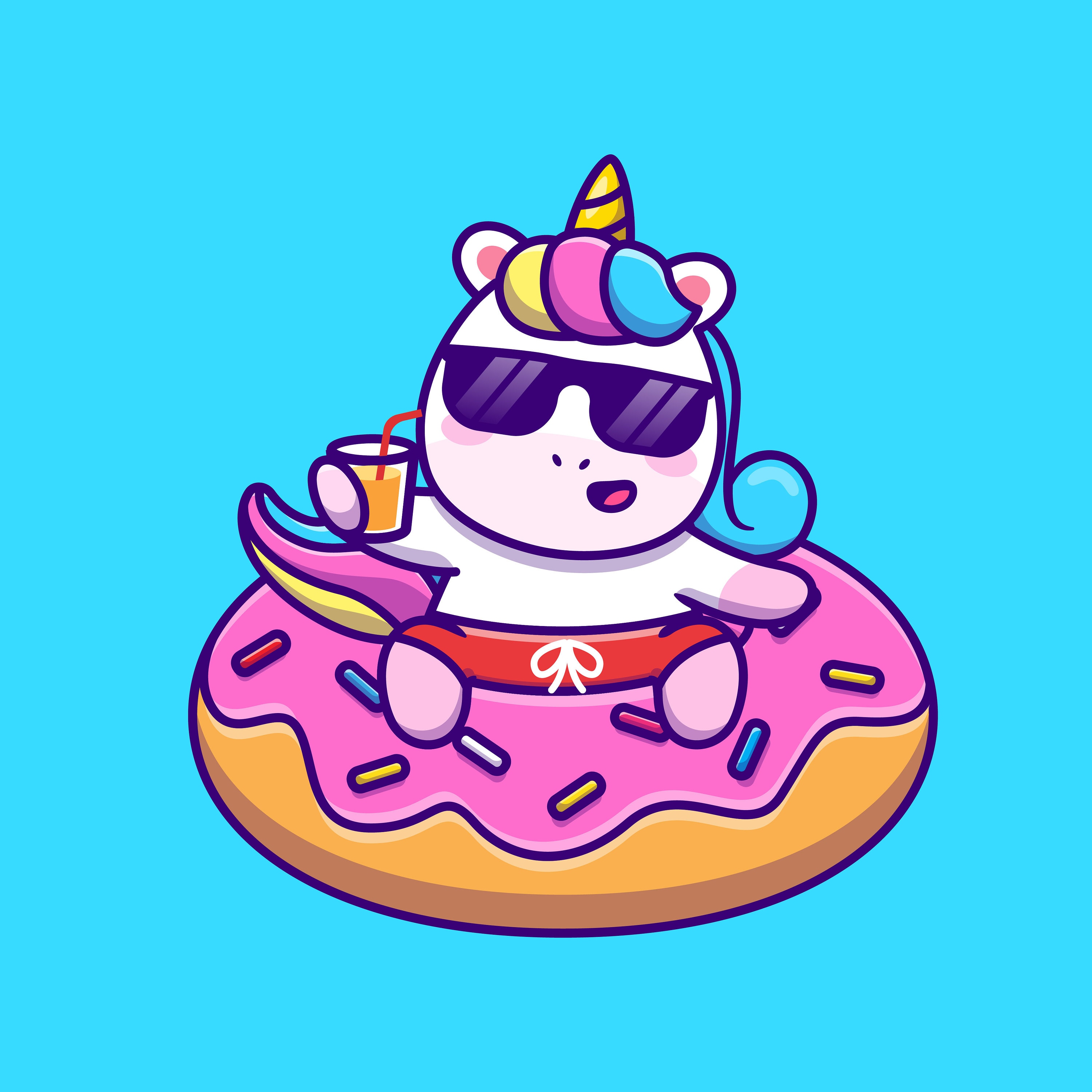 Rainbow Unicorn SVG Clipart Summer Chill Dunkin Donuts Cute - Etsy