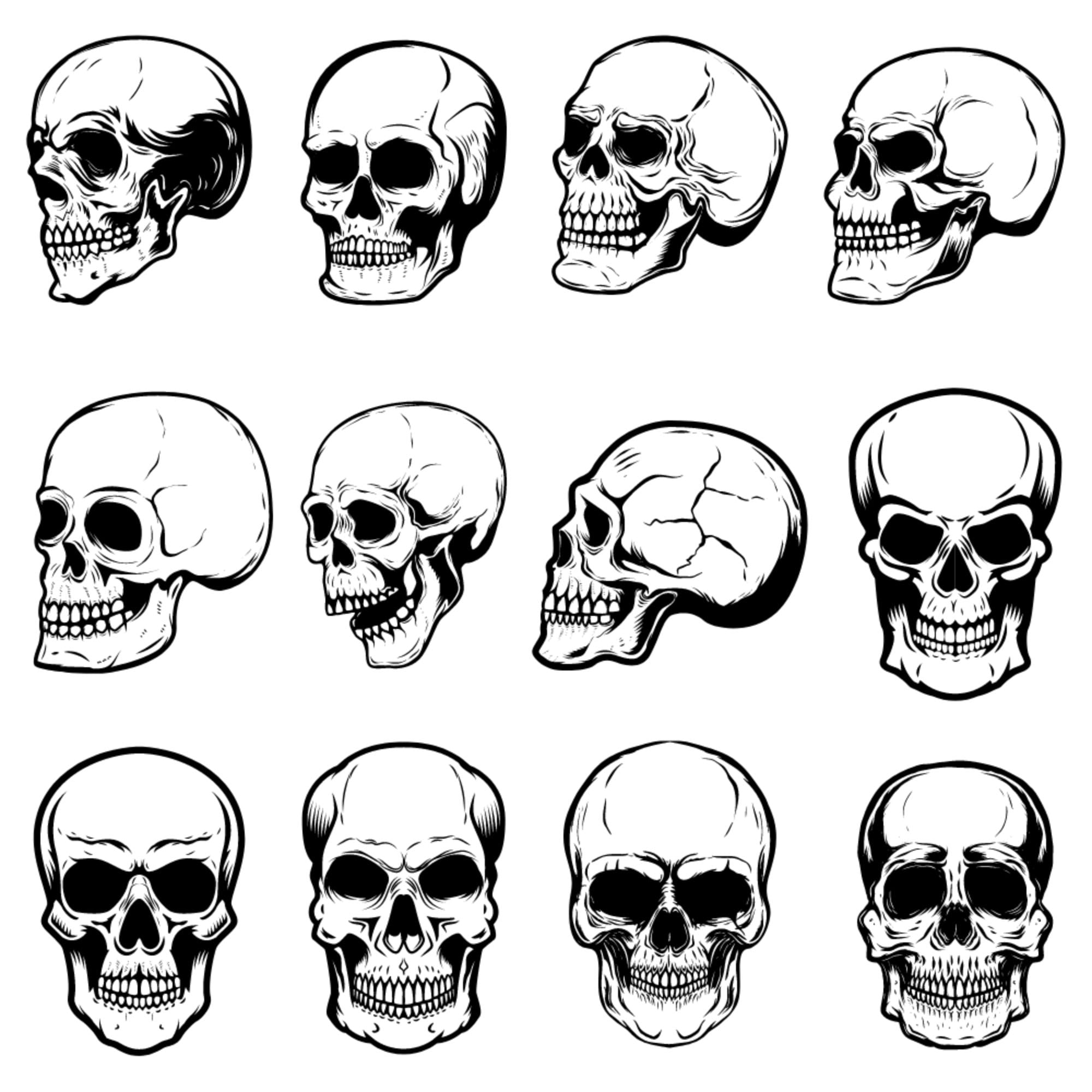 Hand Drawn Skulls Mega SVG Bundle Skeleton Head Cliparts Set - Etsy