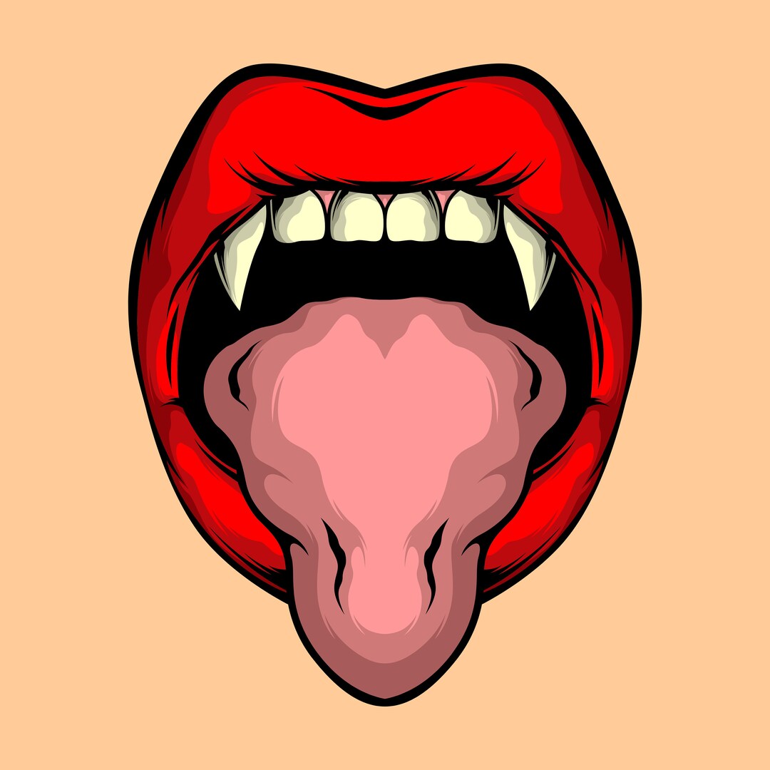 Hand Drawn Vampire Lips SVG Halloween Spooky Female Dracula ...