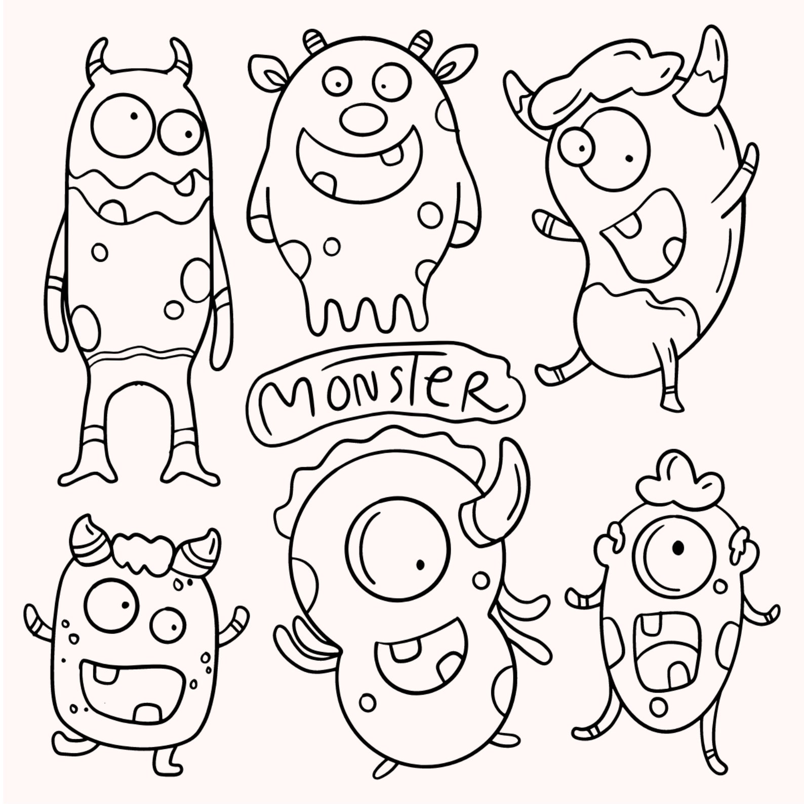 Hand Drawn Monster Doodle Stickers SVG Bundle Spooky Halloween - Etsy