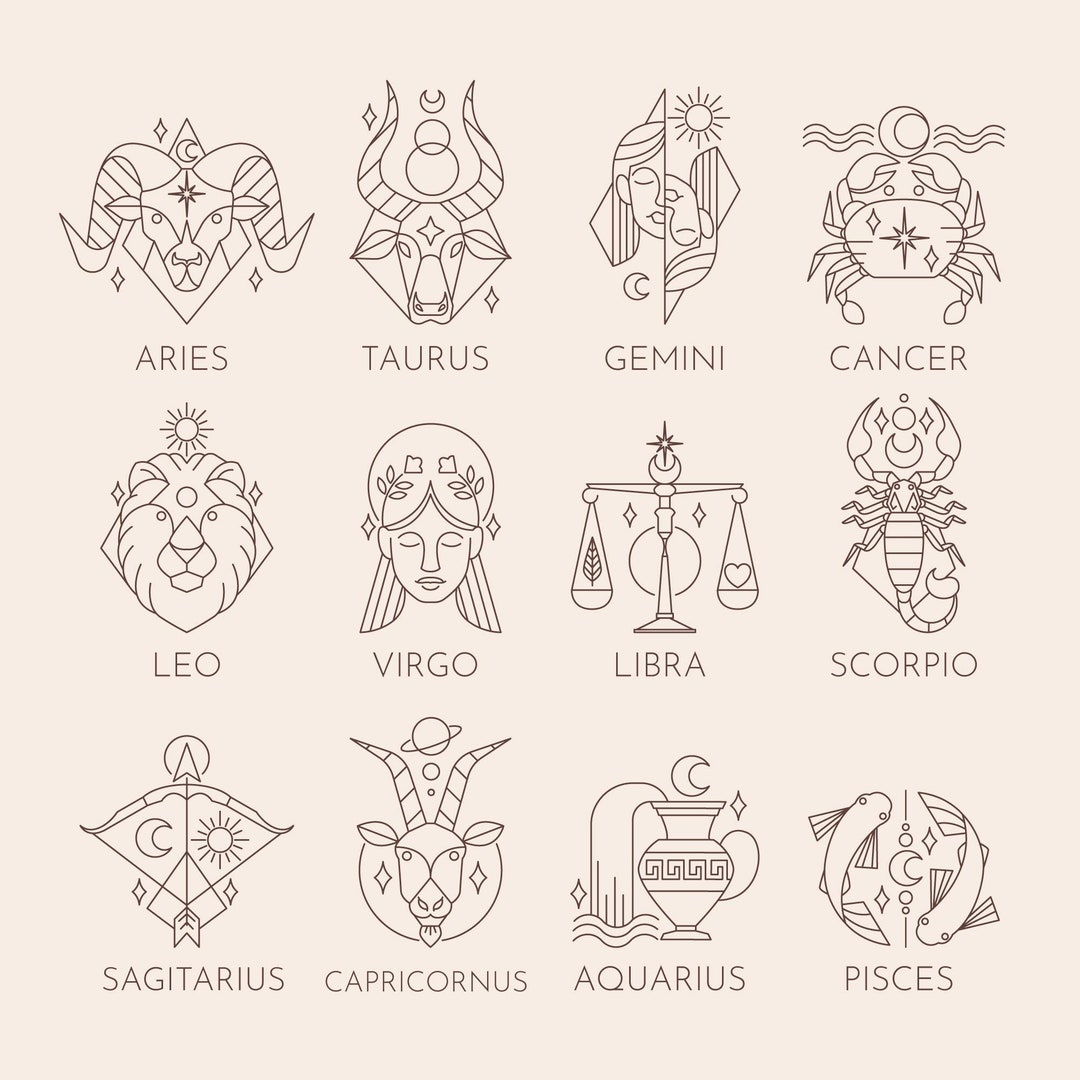 Black and White Zodiac Signs SVG Bundle, Cancer SVG, Zodiac Signs SVG ...