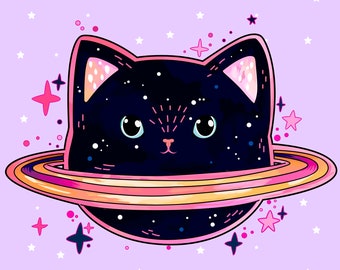 Saturn Cat Vector - Etsy