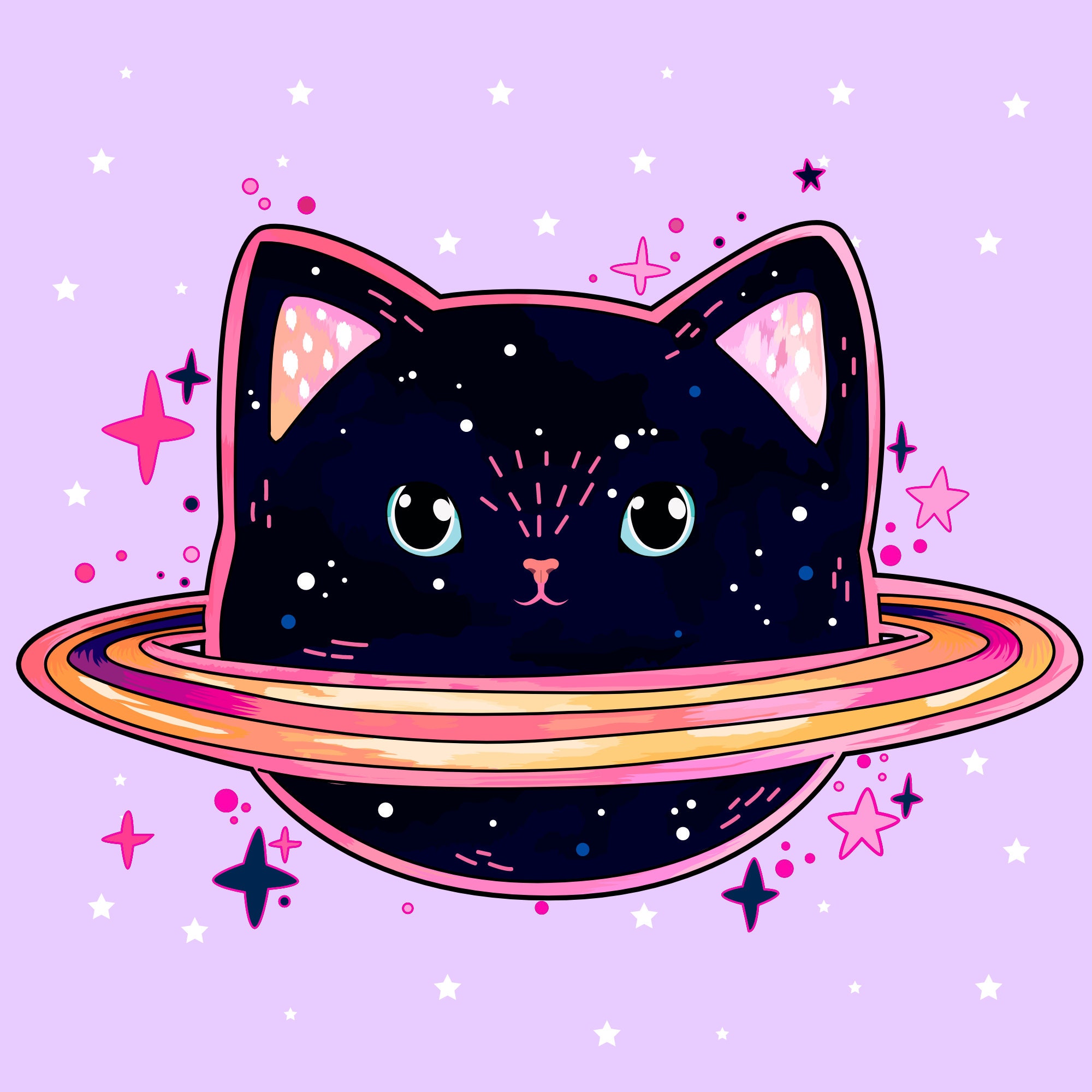 Cartoon Fat Black Cat