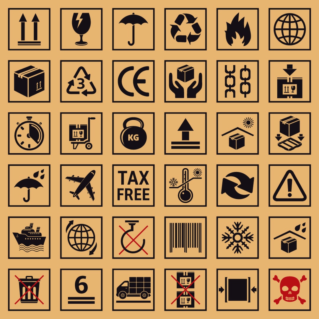 Hand Drawn Packaging Symbols MEGA SVG Bundle Minimalist Flat Icons ...