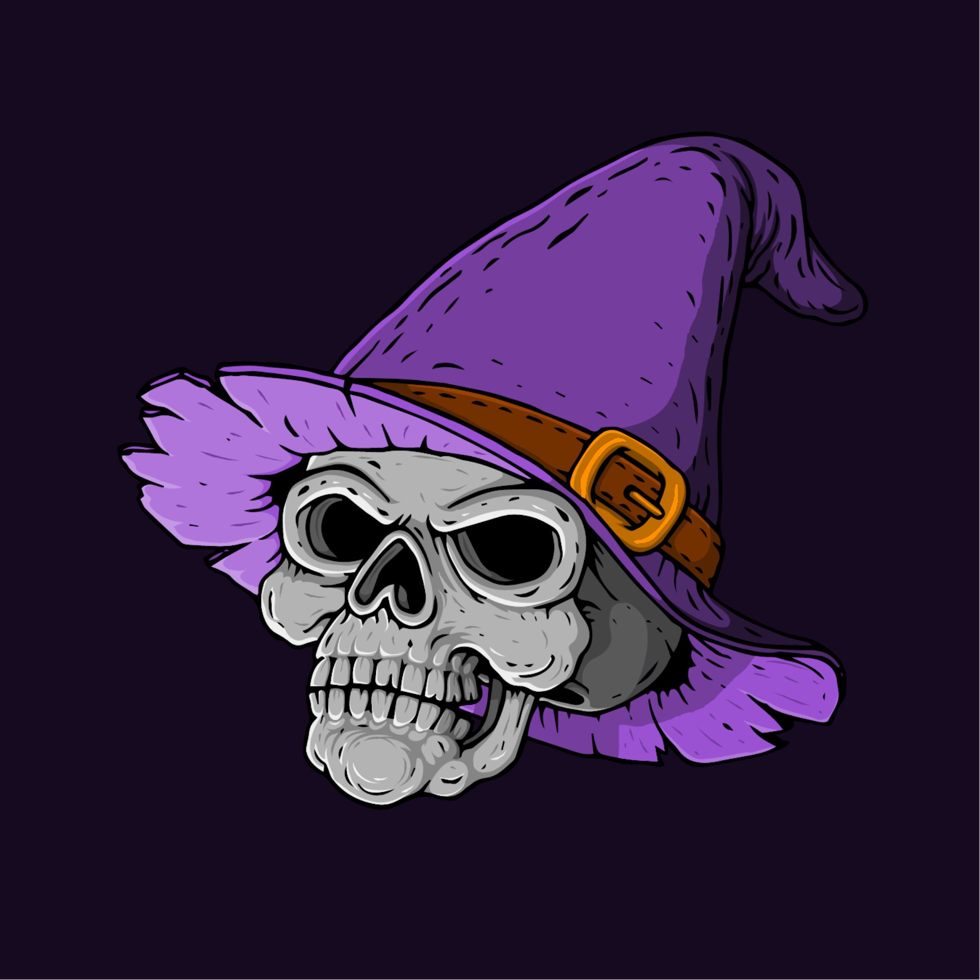 Hand Drawn Cartoon Witch Skull SVG Digital Illustration - Etsy UK