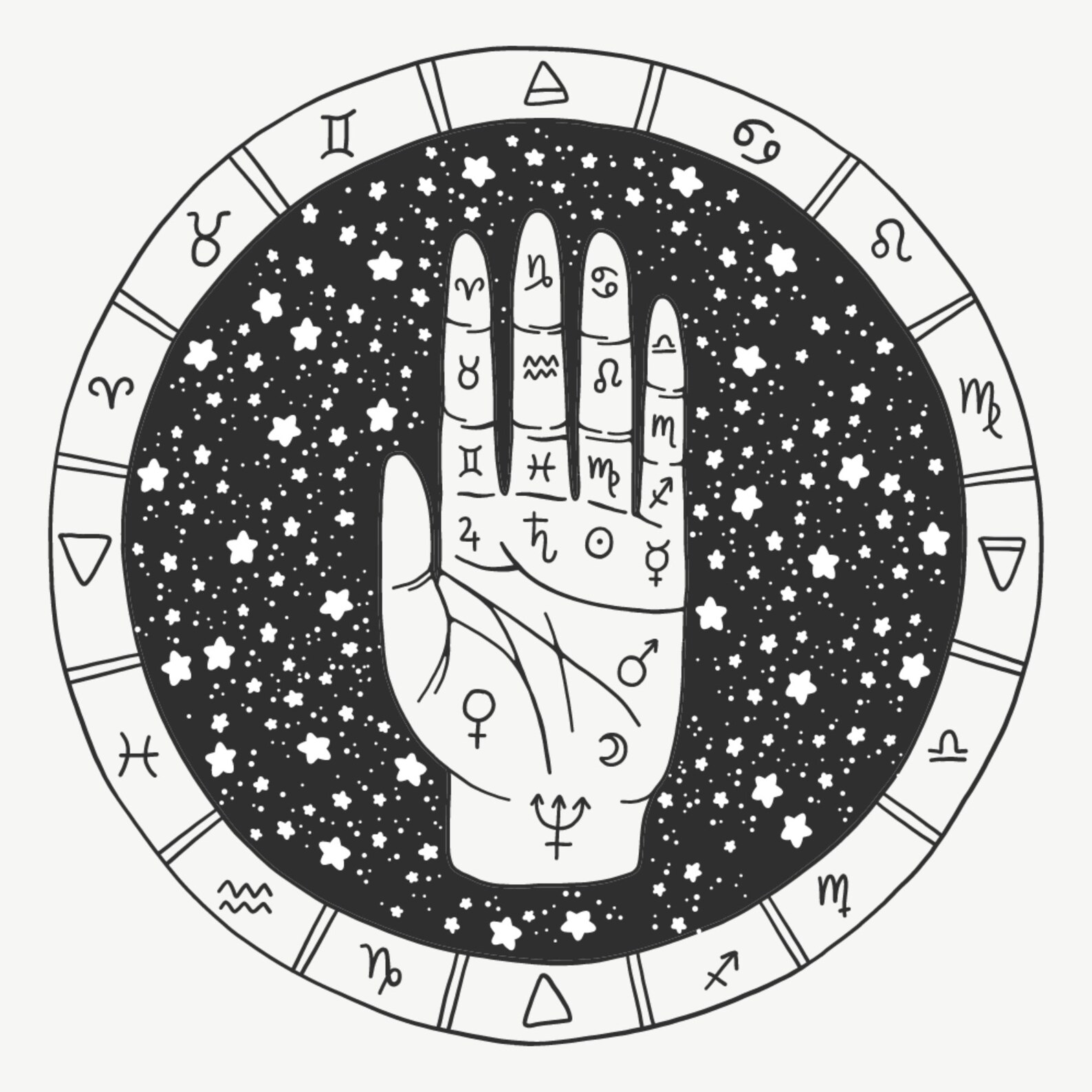 Hand Drawn Palm Reading SVG Cut Files for Cricut Palmistry - Etsy
