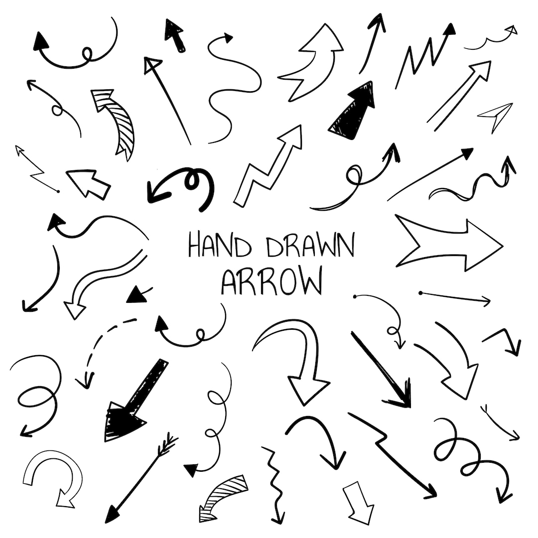 Hand Drawn Arrow SVG Bundle Digital Arrows Drawings Wall Decor Clipart ...
