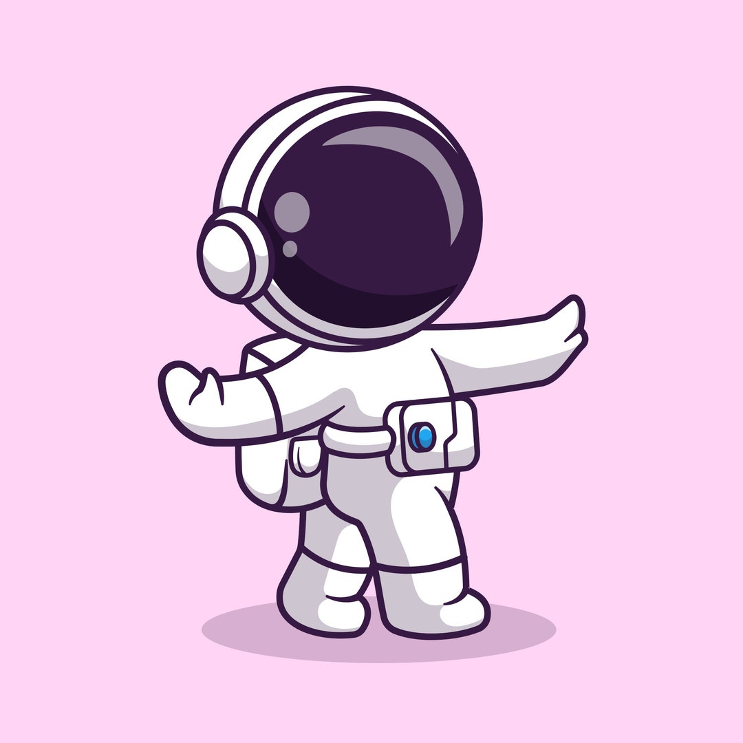 Hand Drawn Dancing Astronaut in Space SVG Digital Illustration Cute ...
