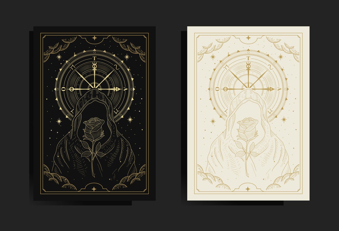 Hand Drawn Faceless Wizard Tarot Card SVG Bundle Sorcerer With Rose ...
