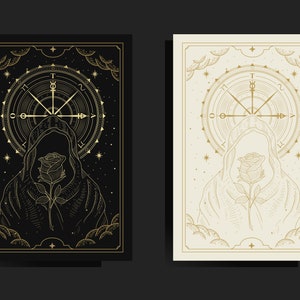 Hand Drawn Faceless Wizard Tarot Card SVG Bundle Sorcerer With Rose ...