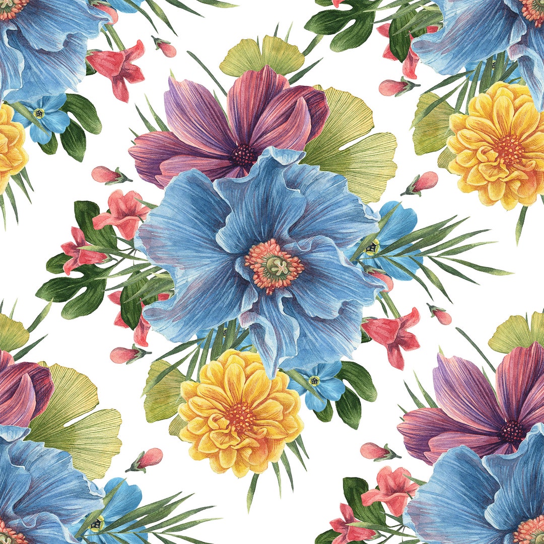 Neutral Floral Digital Paper, Flower Pattern Digital Paper,seamless ...