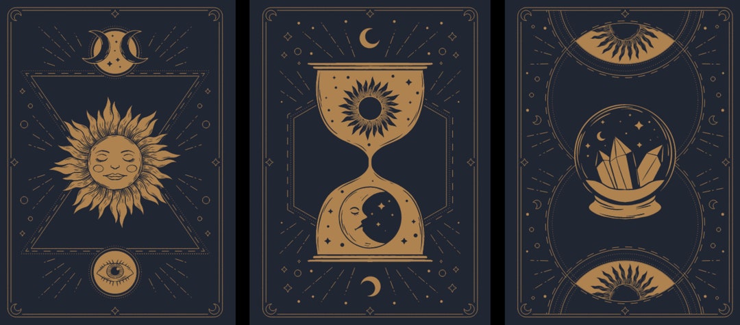 Cartas de Tarot dibujadas a mano Colección de barajas SVG Paquete ...