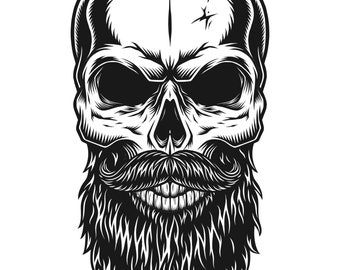 Skull With Mullet Clipart - Etsy