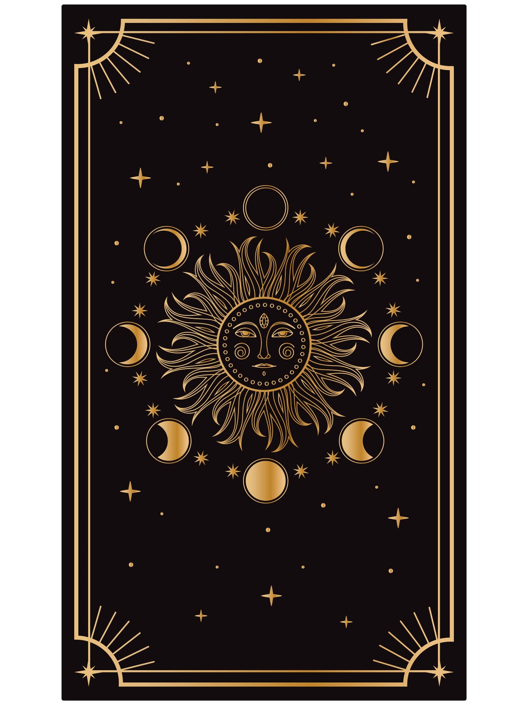 Mystical Sun Moon Stars Tarot Card Poster: SVG, PNG, JPG (digital ...
