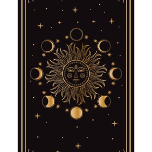 Mystical Sun Moon Stars Tarot Card Poster: SVG, PNG, JPG (digital ...