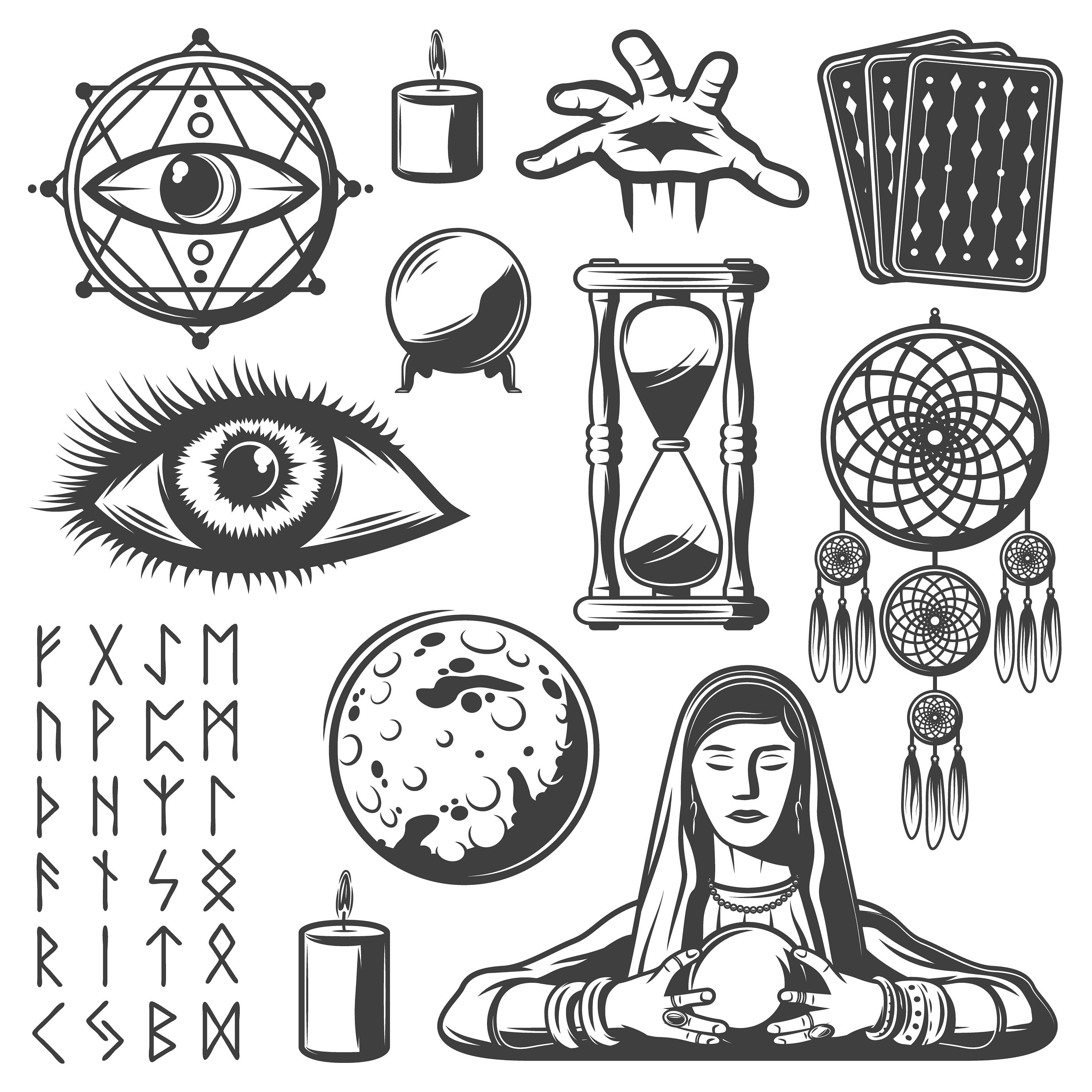 Vintage Tarot Mystic Elements SVG Bundle Spiritual Emblems Set - Etsy