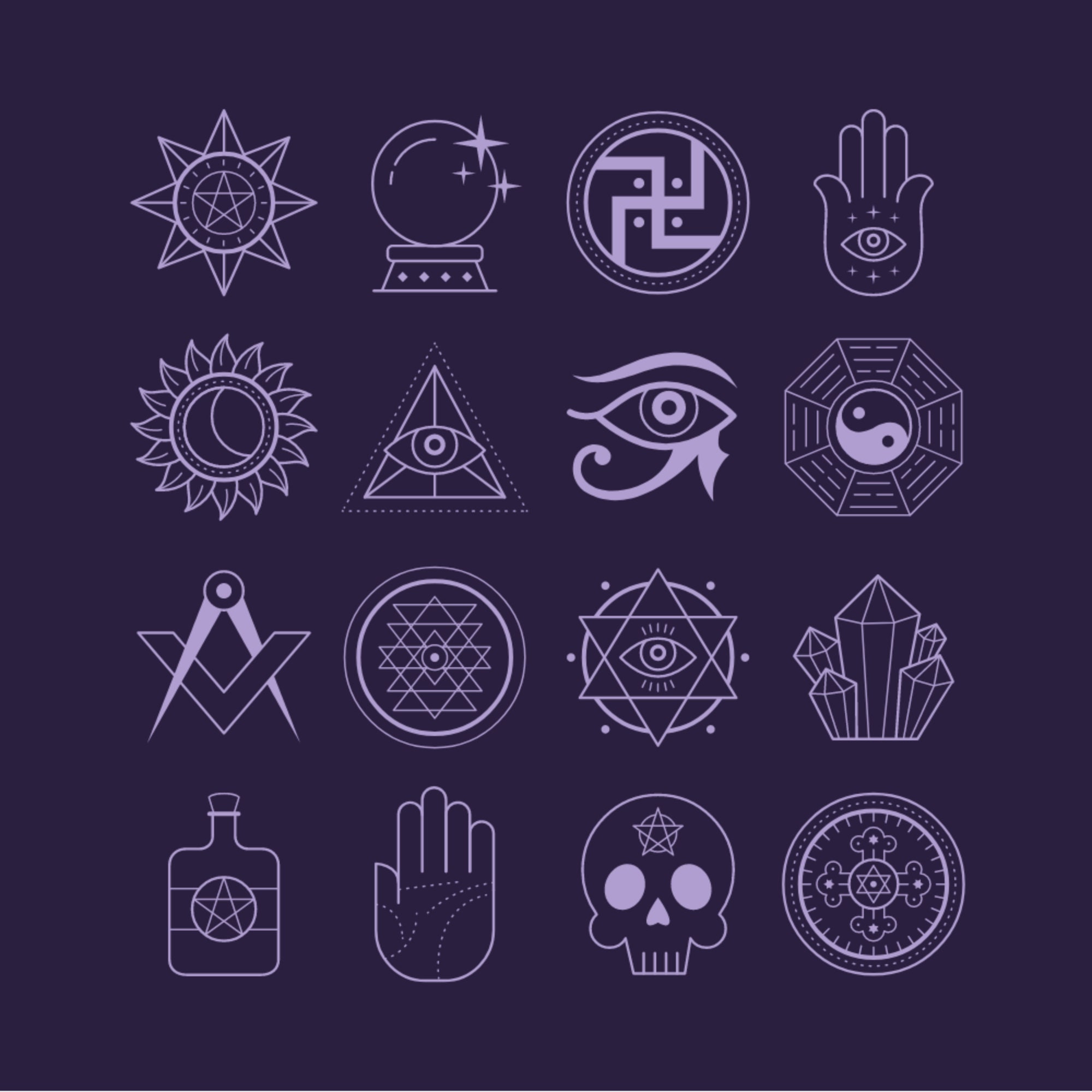 Hand Drawn Tarot Symbols SVG Bundle: Esoteric Mystical Icons (digital ...