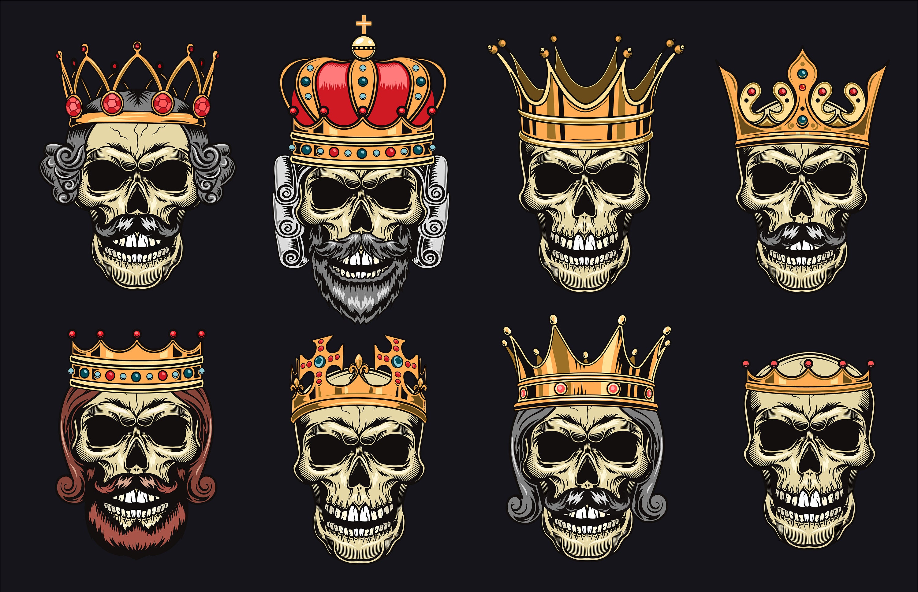 Skull King SVG Mega Bundle Skeletons With Crowns Mega Set - Etsy