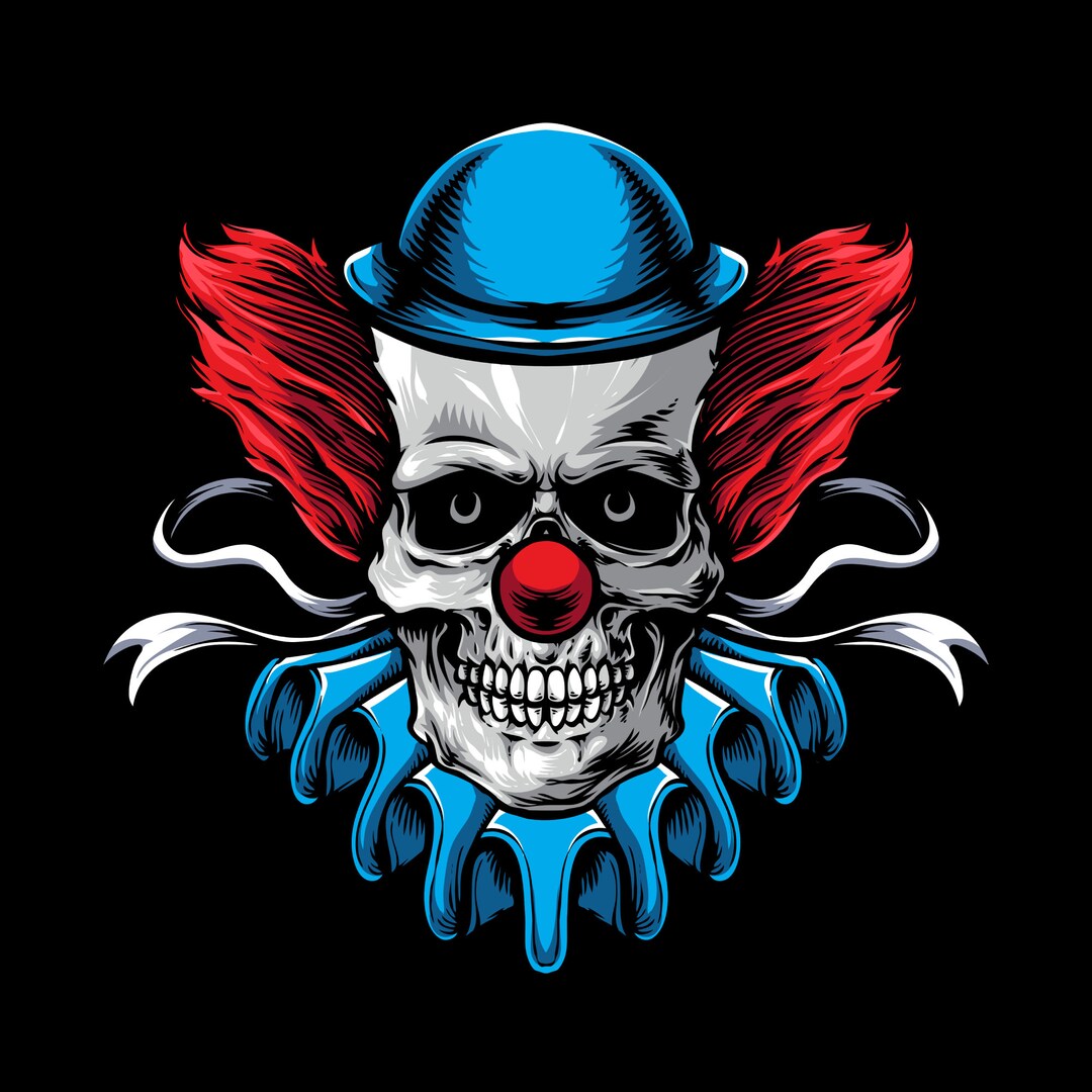 Skull Clown Vector Art: Hand Drawn Skeleton Joker (digital Download) - Etsy