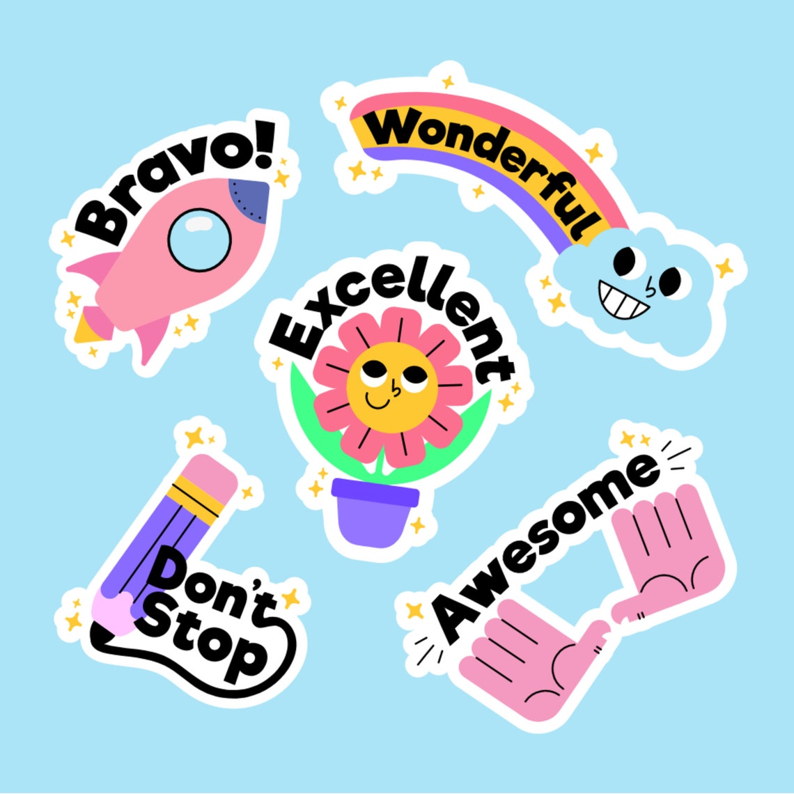 Motivational Stickers SVG Bundle: Doodle Icons for Cricut (digital ...