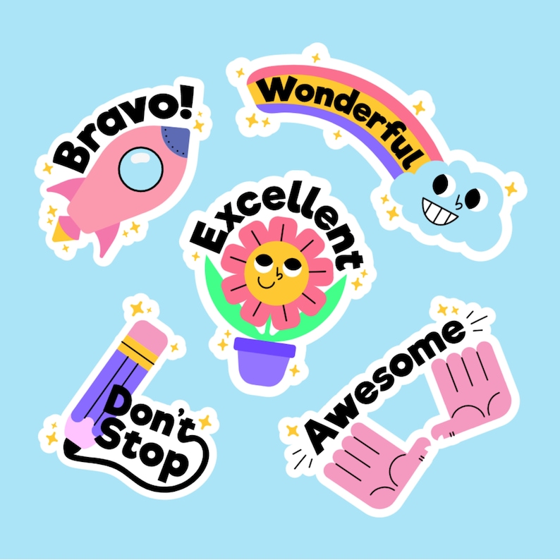 Motivational Stickers SVG Bundle: Doodle Icons for Cricut (digital ...