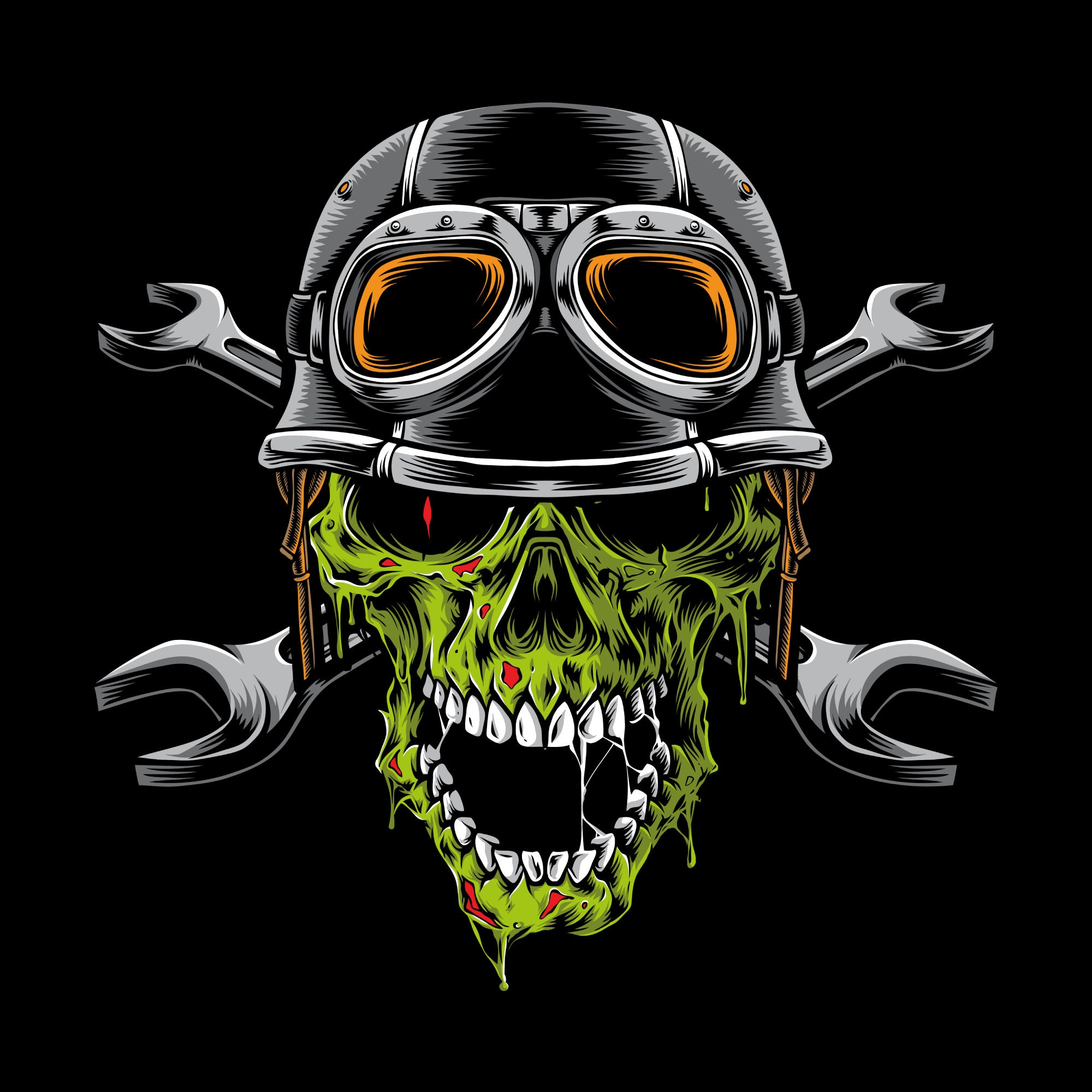 Zombie Biker Skull SVG Dead Head Skeleton With Screws - Etsy