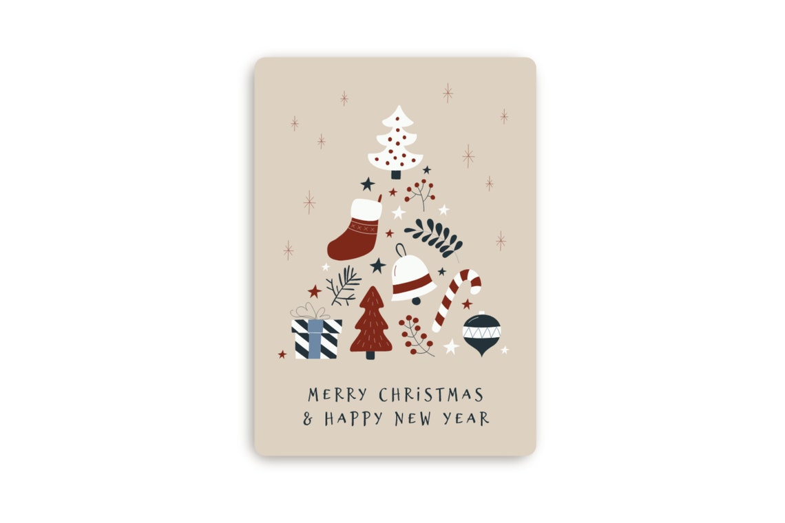 Hand Drawn Cute Christmas Cards Illustrations SVG Bundle New - Etsy