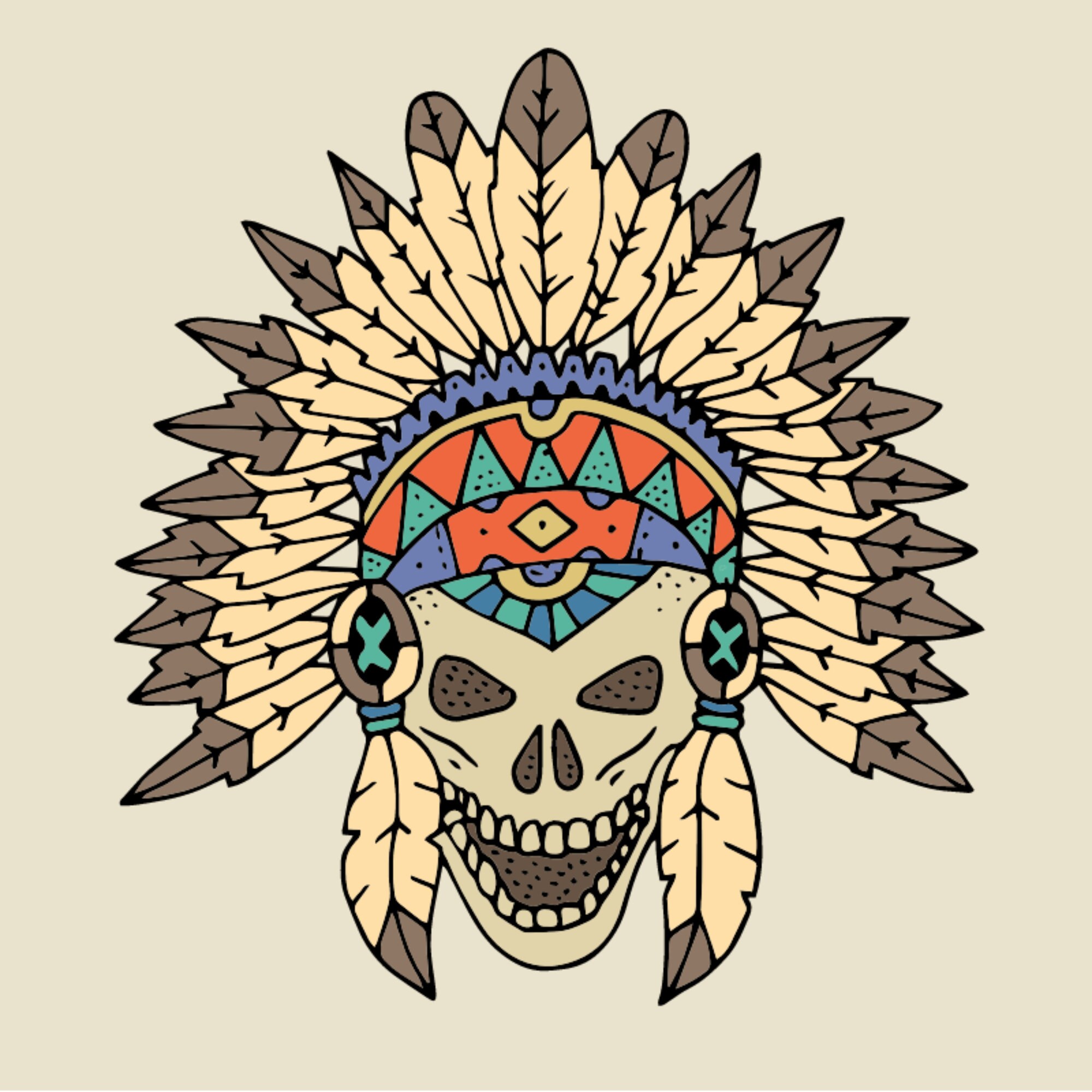 Colorful Indian Skull