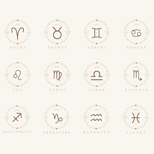 Minimalist Zodiac Sign SVG Bundle: Horoscope Cliparts (digital Download ...