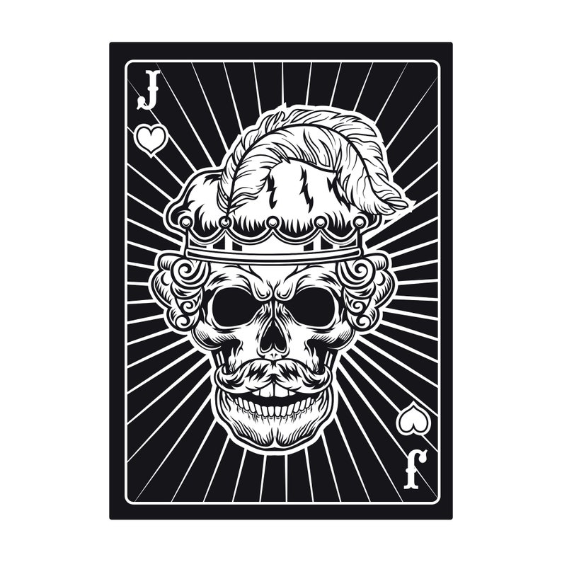 Hand Drawn Skull King Playing Card SVG Jack Heart Skeleton - Etsy