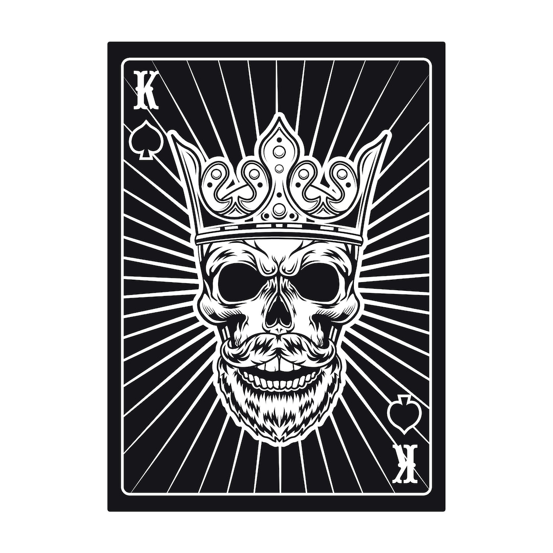 Hand Drawn King Skull Playing Card SVG King Spade Skeleton Card Deck ...