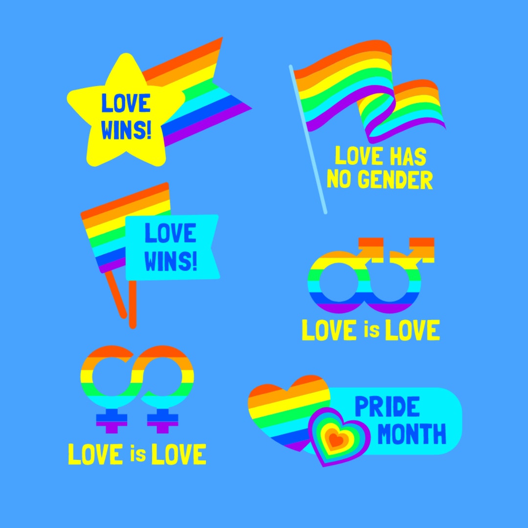 Hand Drawn LGTBQIAP+ Elements SVG Bundle Pride Month LGBT Lesbian Gay ...