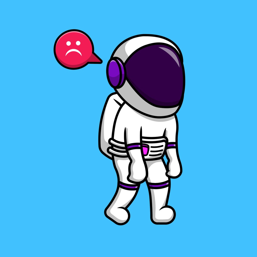 Hand Drawn Cute Sad Astronaut SVG Digital Illustration Cartoon Spaceman ...