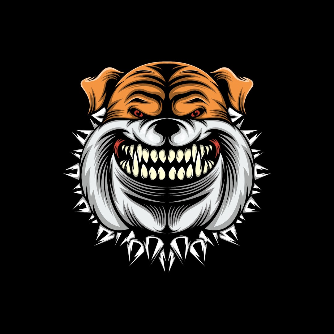 Hand Drawn Scary Bulldog Mascot Logo SVG English Angry Dog Head Face ...